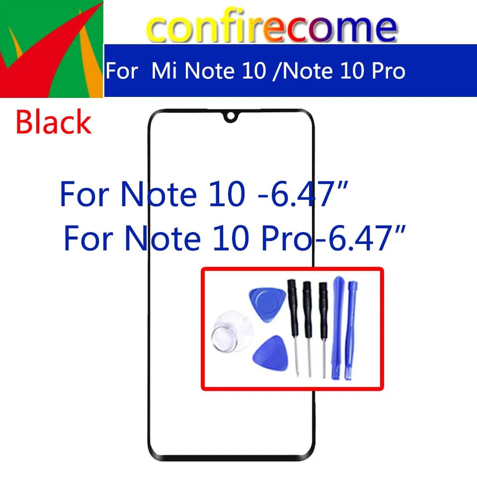 Внешний экран для Xiaomi Mi Note 10 Pro Note10, передняя сенсорная панель, ЖК-дисплей, Black-No tool