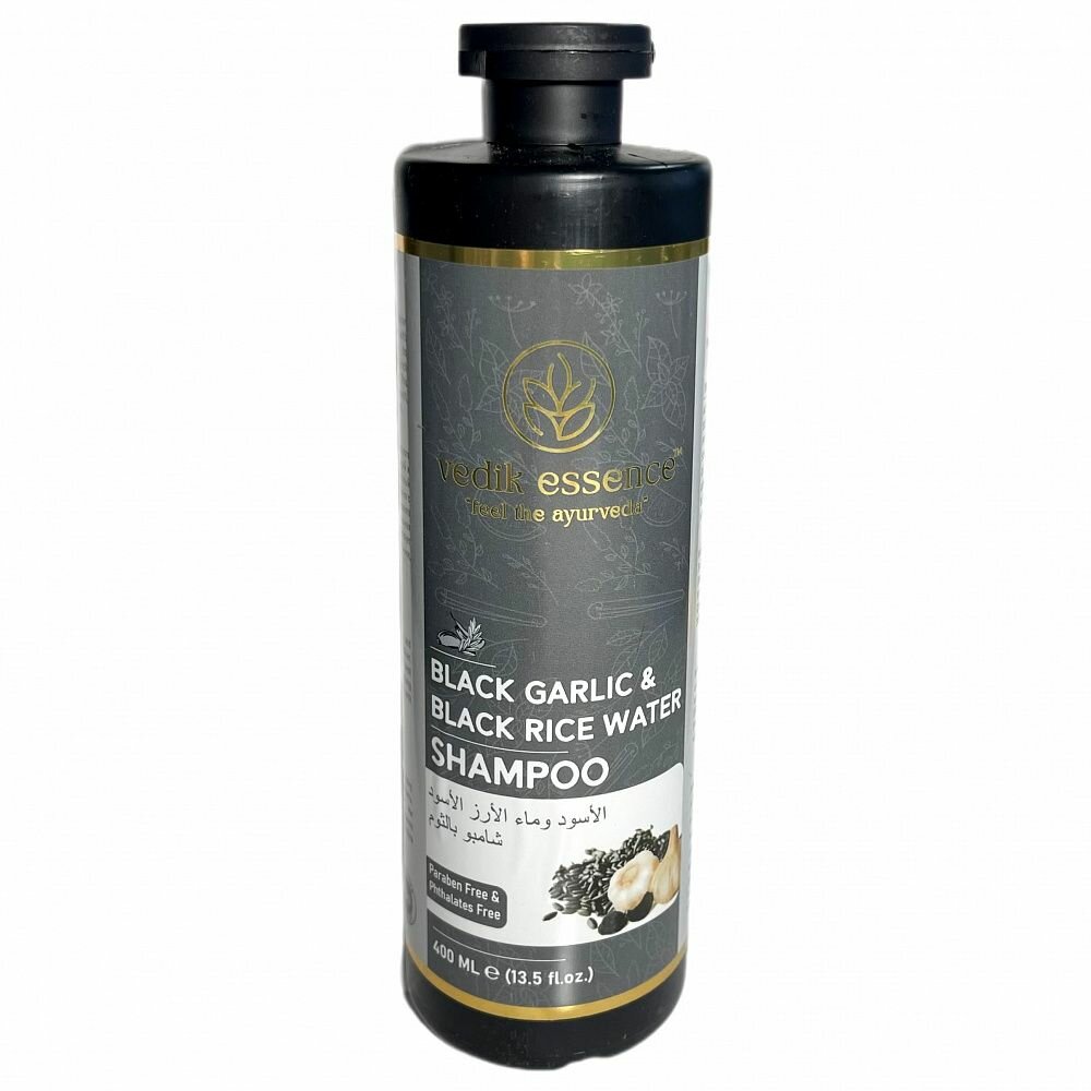 Шампунь Черный Чеснок и Рисовая Вода для укрепления и питания волос, Ведик Эссенс / Black Garlic & Black Rice Water Shampoo, Vedik Essence, 400 мл.