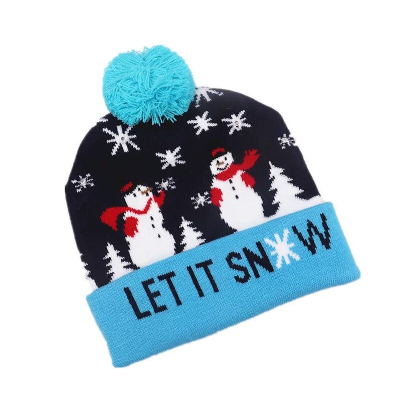 Шапка зимняя снеговик "Let It Snow" с помпоном, цвет snow