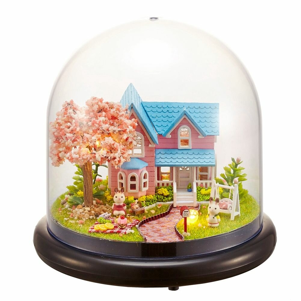 DIY набор для сборки миниатюрного домика с LED подсветкой рождественский подарок и декор для дома