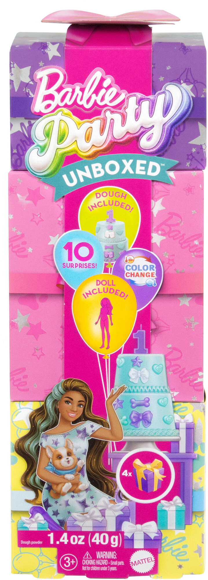 Кукла Mattel Barbie Party серия Pet Birthday JFG72 Брюнетка, с 10 сюрпризами