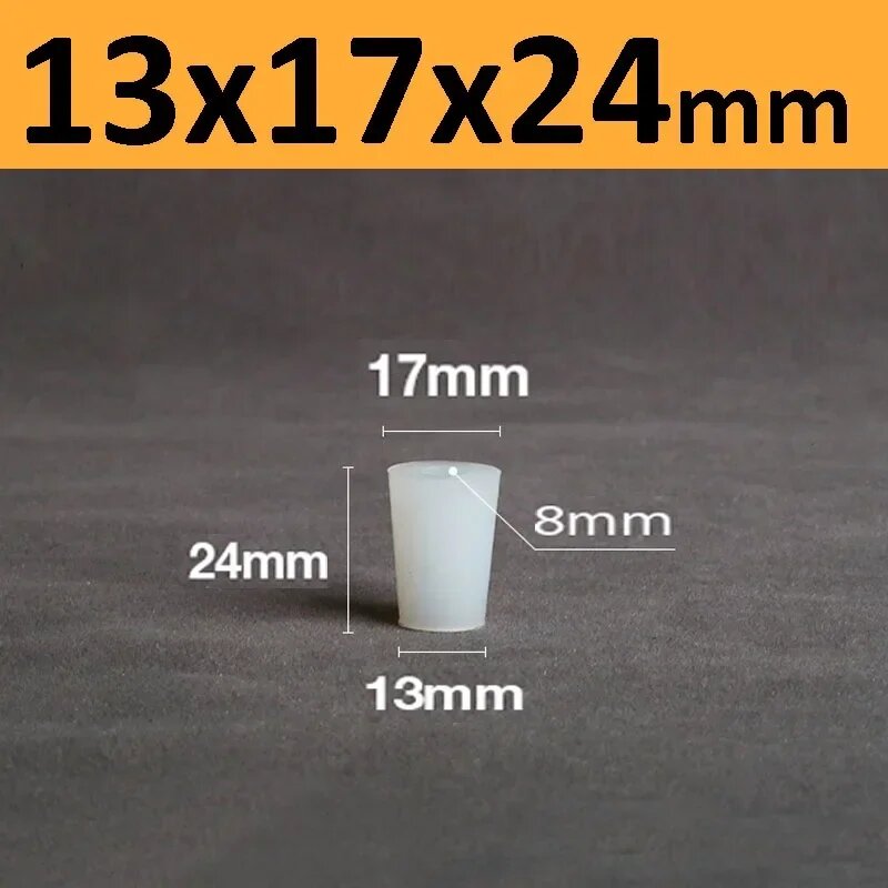 Силиконовые конические пробки с отверстием 8 мм 1Pc, 13x17x24mm