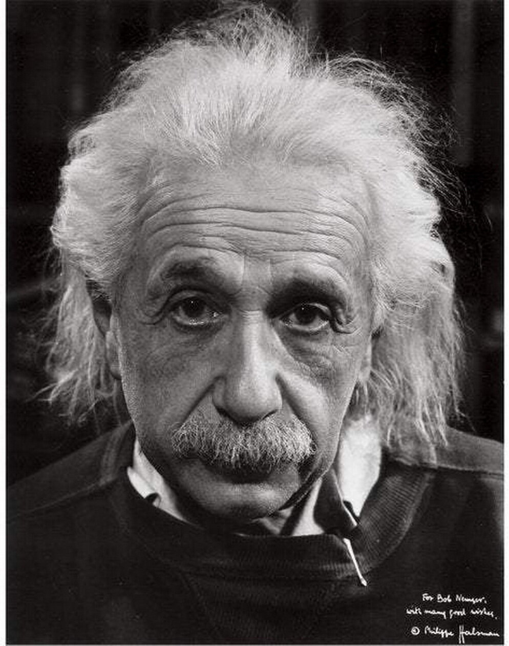 Плакат, постер портрет Альберта Эйнштейна на холсте, размер 42х60см