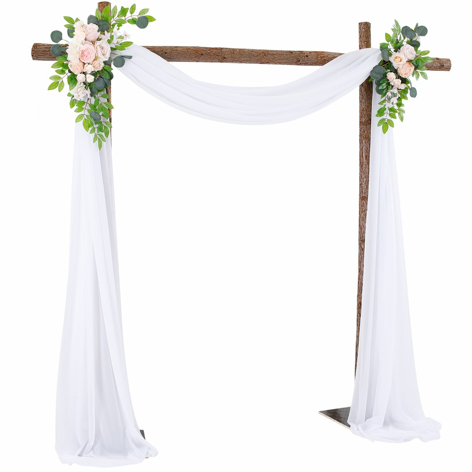 Арка для свадебного декора с вуалью, глянцевая и мягкая ткань, белая и розовая, 600 x 75 см, включает искусственные цветы