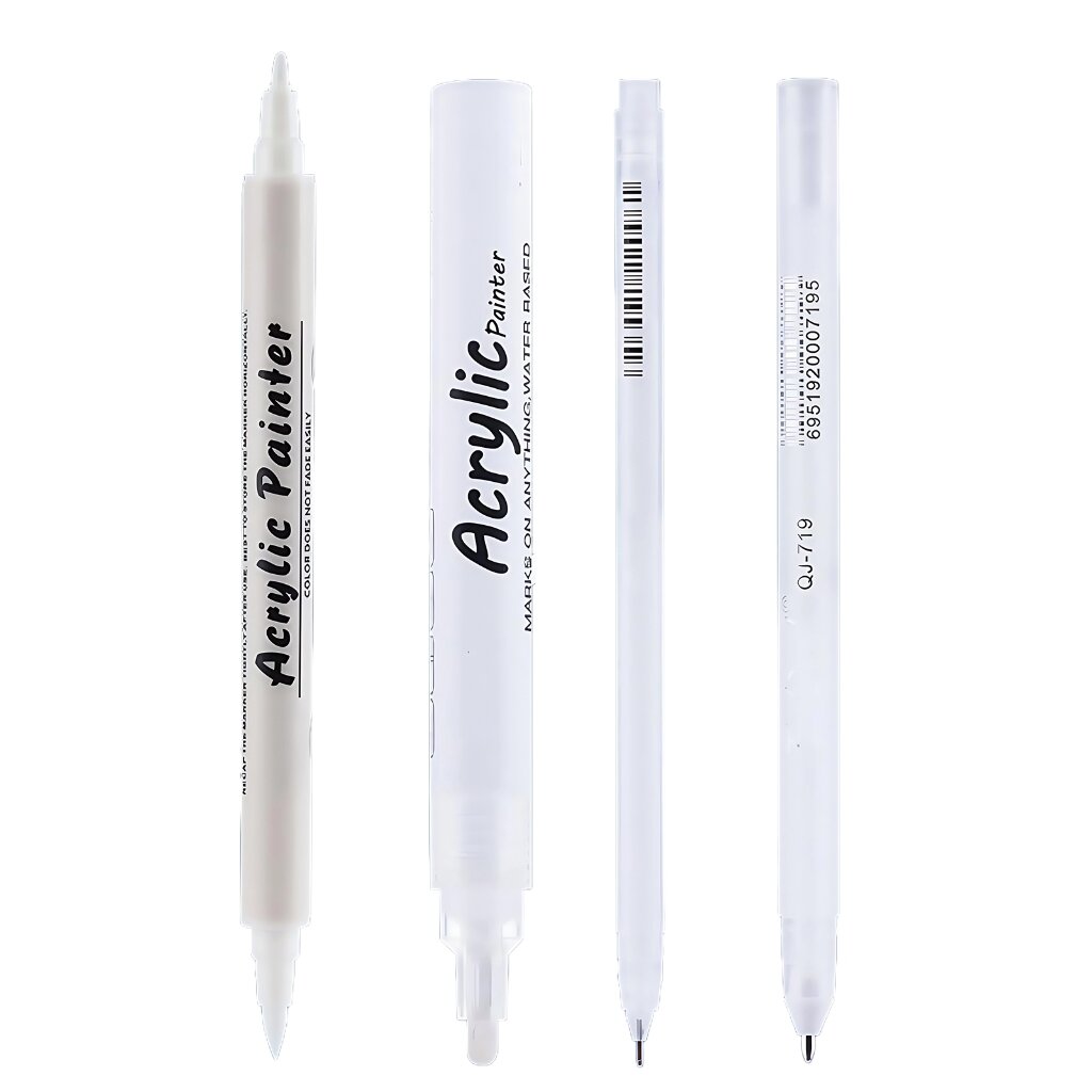 4шт Белая Акриловая Краска Ручка Водостойкий Быстросохнущий Маркер Художника Хайлайтер для Создания Эскизов Художественного Рисования Ведение Журнала