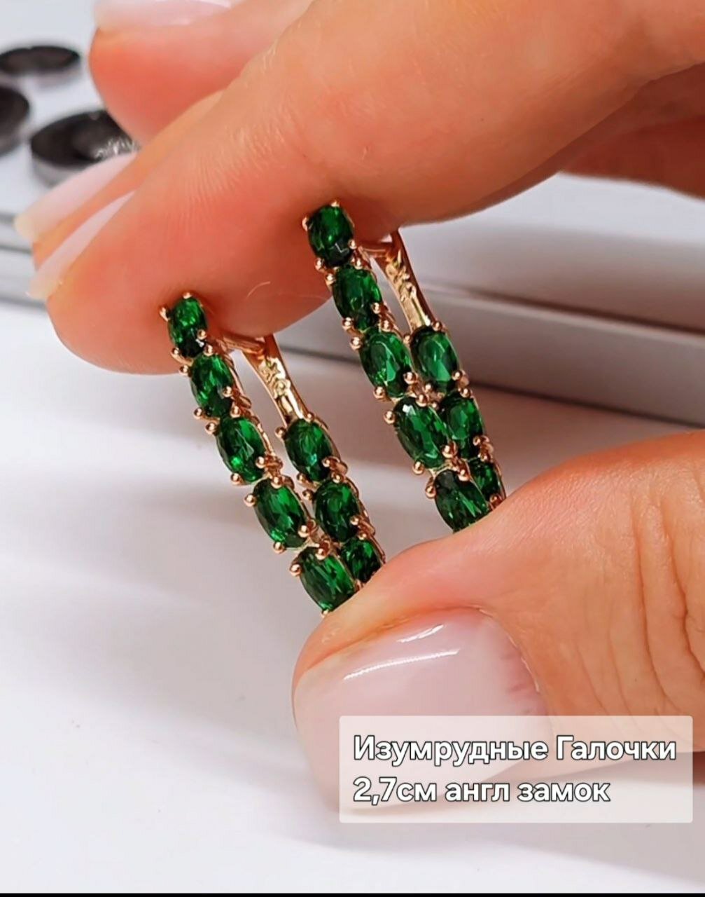 Серьги конго, фианит, искусственный камень