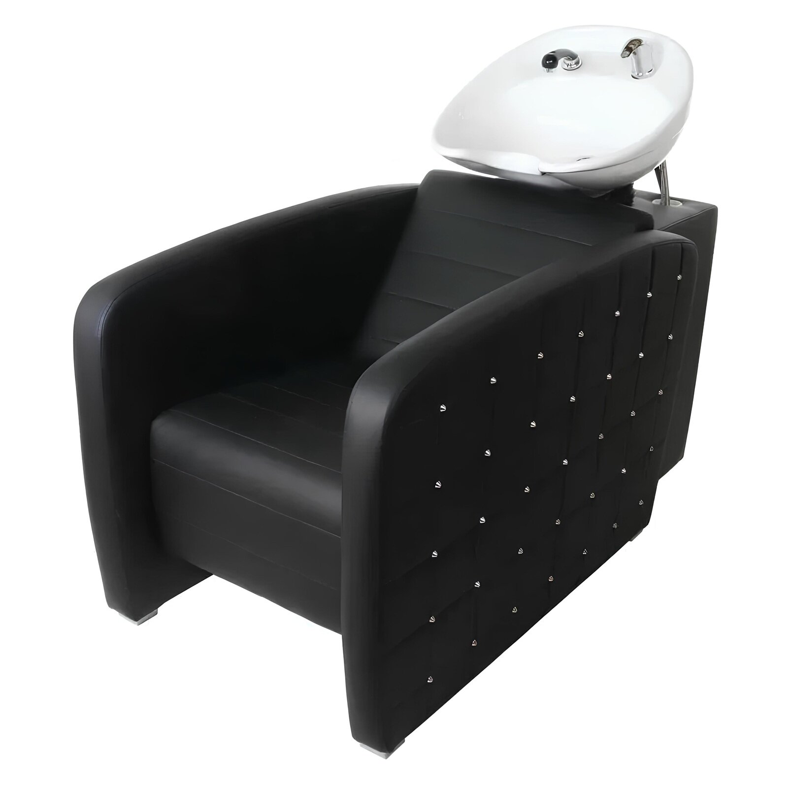 Парикмахерская мойка "Соло", цвет - черный, белая средняя раковина