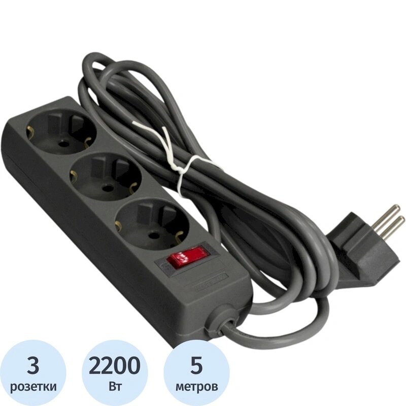 Сетевой фильтр ExeGate SP-3-5B (3р/5м, 125Дж/2200Вт черный)(EX221182RUS)
