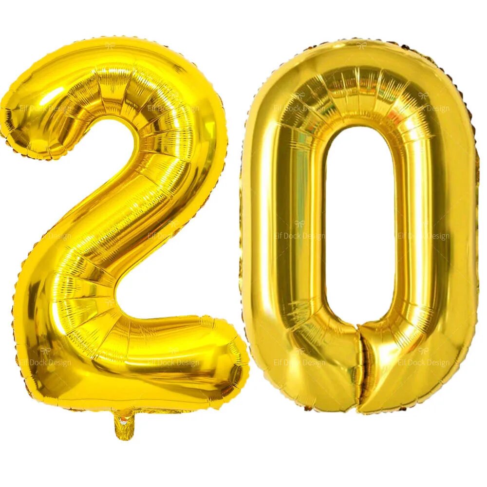 Золотые фольгированные цифры для дня рождения Number-20