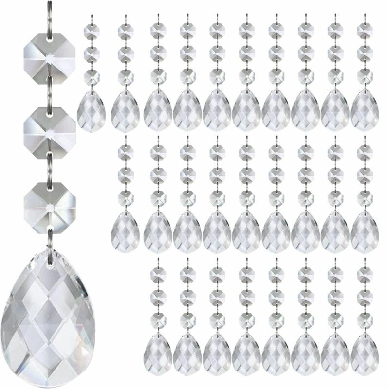 30 шт, рождественский кулон в виде прозрачной акриловой хрустальной снежинки-каплевидный набор