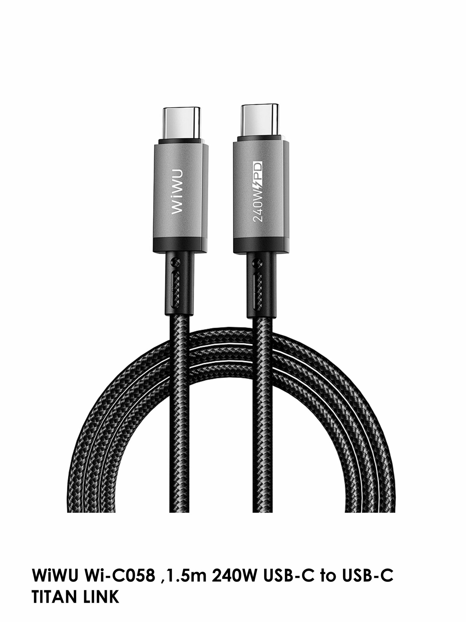 Кабель для зарядки ноутбуков, WiWU Wi-C058 ,1.5m 240W USB-C to USB-C TITAN LINK