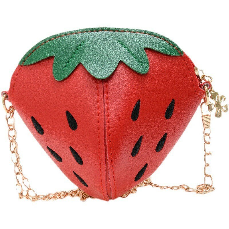 Cute strawberry shoulder bag pu leather girls antitheft purse toddler kids gift for everyday use