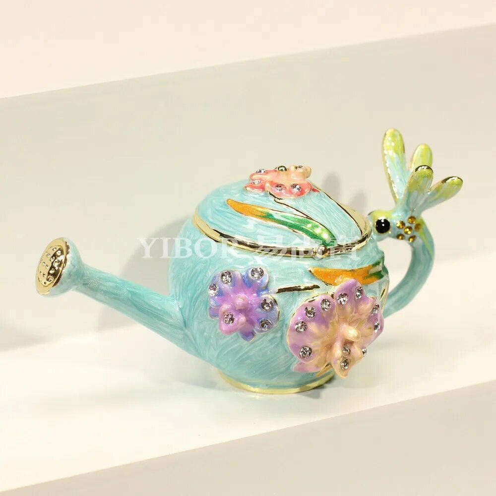 Шкатулка для украшений с эмалью, заварочный чайник "стрекоза", ручная работа, 8*4*4cm