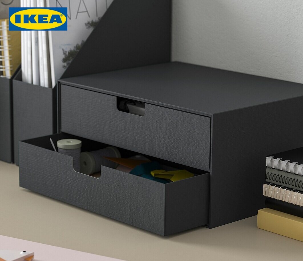 Черный ящик для хранения с двумя отделениями, 32 × 25 см, IKEA FJADERHARV