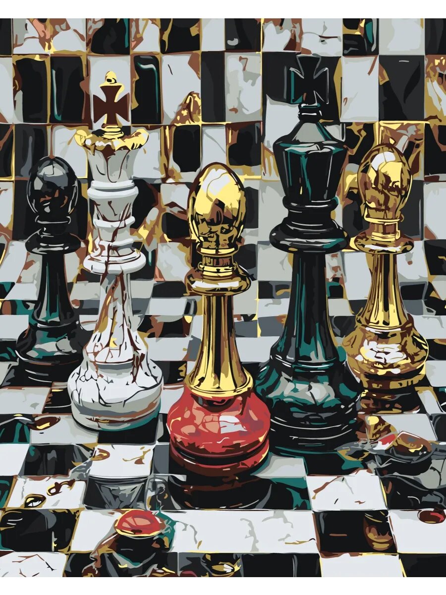 Картина по номерам Шахматный Стол Шахматы Фэнтези Спорт
