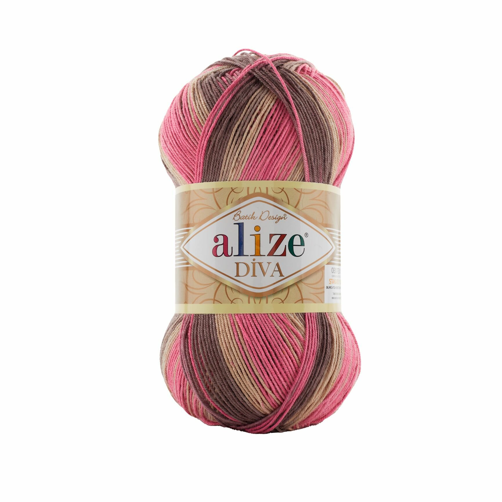 Пряжа Alize Diva Batik 7829 (5 мотков по 100г/350м) розовый/беж/какао