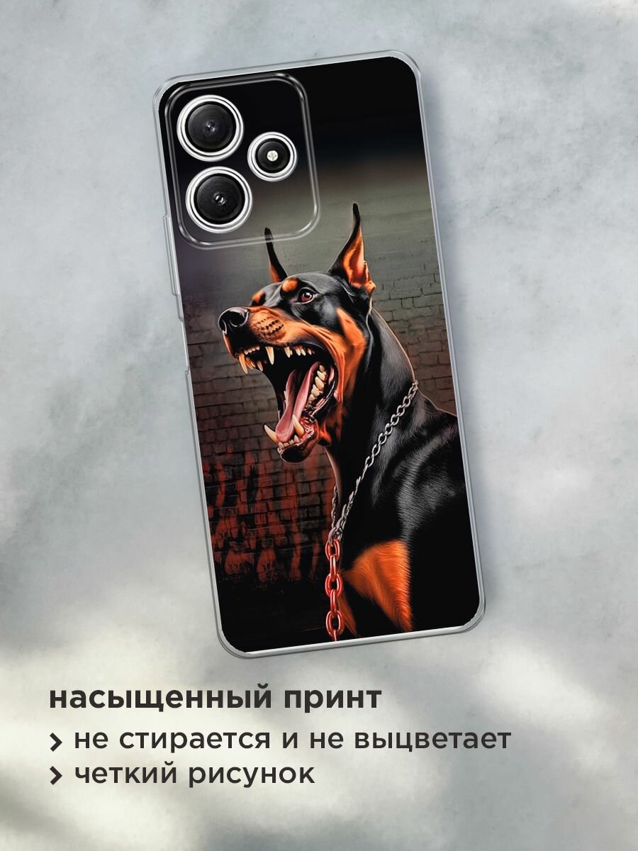 Чехол на Xiaomi Redmi 12 / Сяоми Редми 12 с принтом "Доберман с цепью" — фото 1