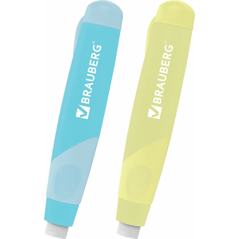 BRAUBERG Ластики выдвижные REWIND, 2 штуки, 114х20х20 мм, пастельные цвета корпуса, блистер, 272687