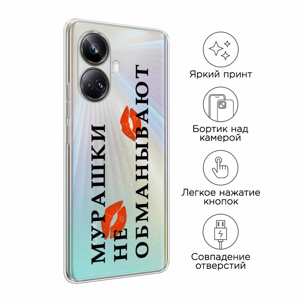 Чехол на Realme 10 Pro+ / Реалми 10 Про+ с принтом "Мурашки не обманывают 1 - 14 февраля", прозрачный — фото 1