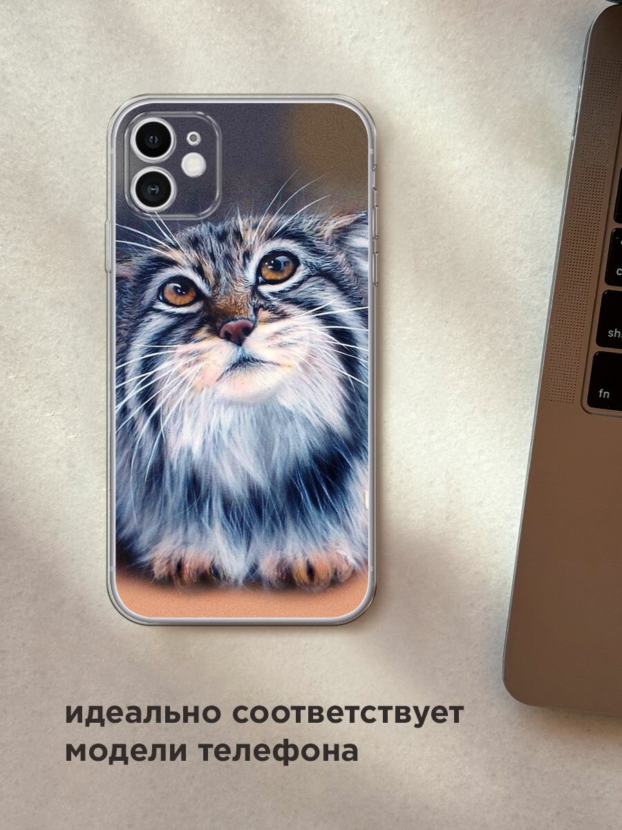 Силиконовый чехол на Apple iPhone 11 / Айфон 11 с принтом "Кот манул 2" — фото 1
