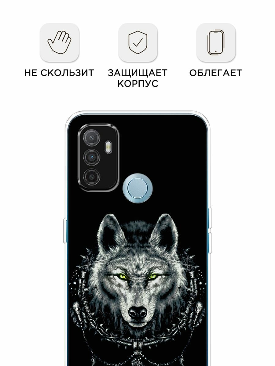 Силиконовый чехол на Oppo A53 / Оппо А53 с принтом "Волк оберег" — фото 1