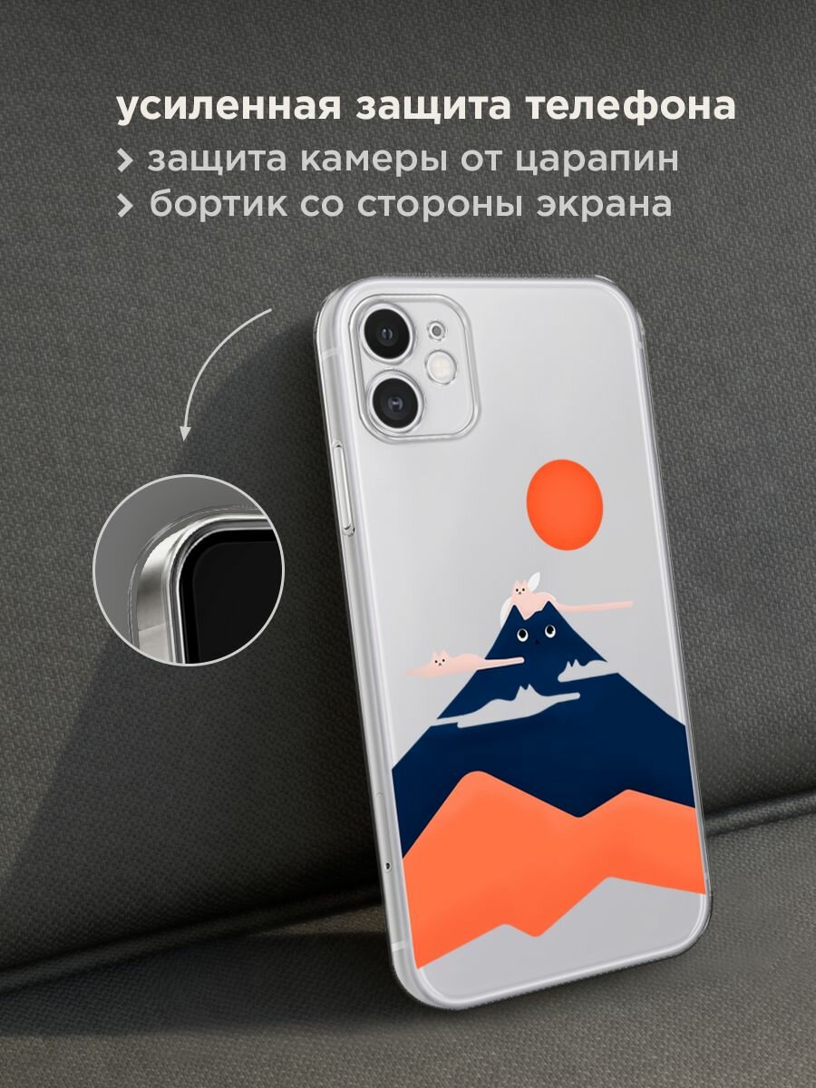 Чехол на Apple iPhone 11 / Айфон 11 с принтом "Кот-гора", прозрачный — фото 1