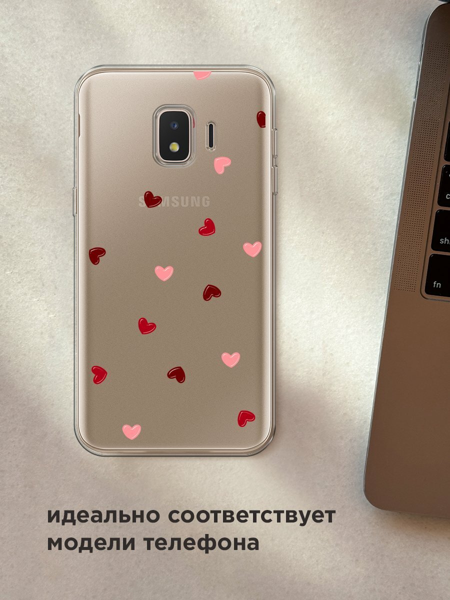 Чехол на Samsung Galaxy J2 Core (2018/2020) / Самсунг Галакси J2 Core (2020) с принтом "Бордовые сердечки 2" — фото 1