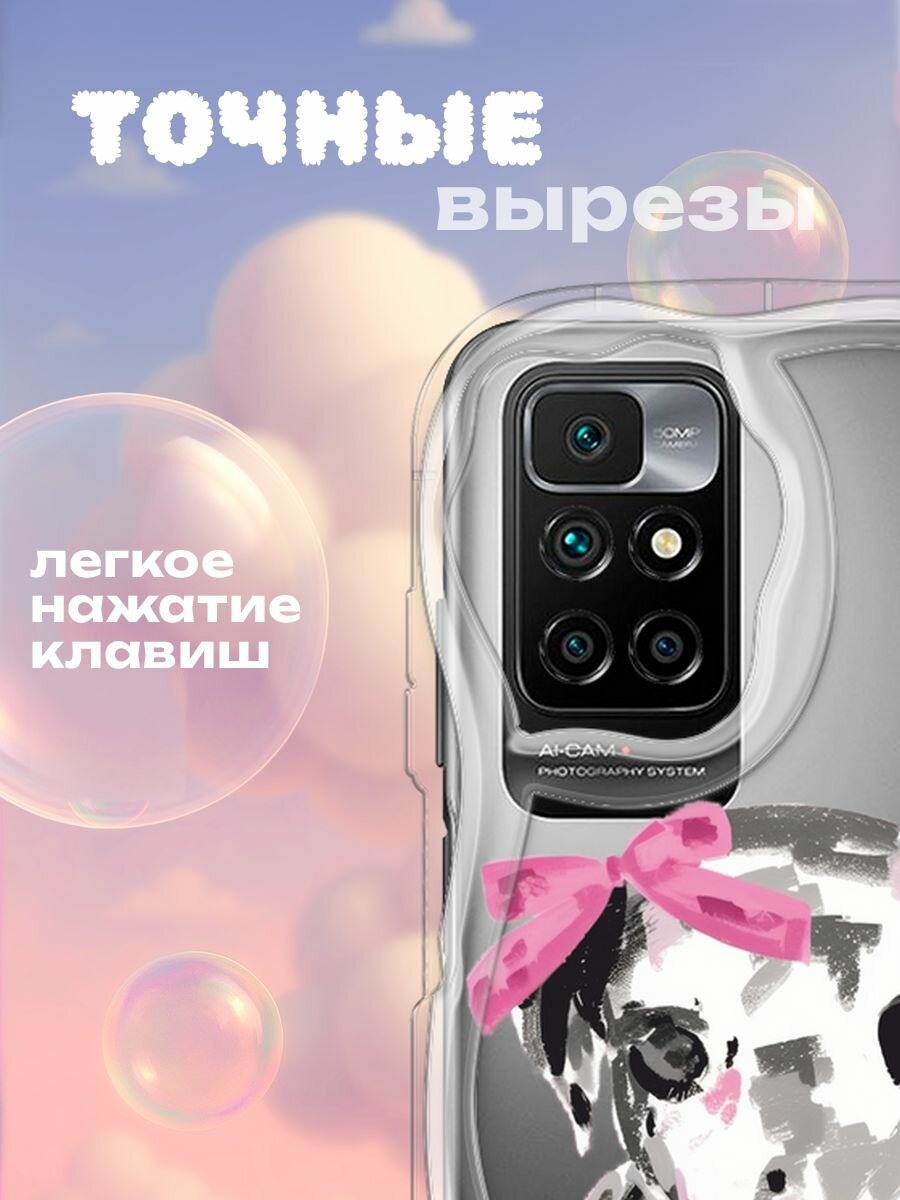 Чехол на Xiaomi Redmi 10 / Редми 10 с принтом "Далматинец с бантиком 3" — фото 1