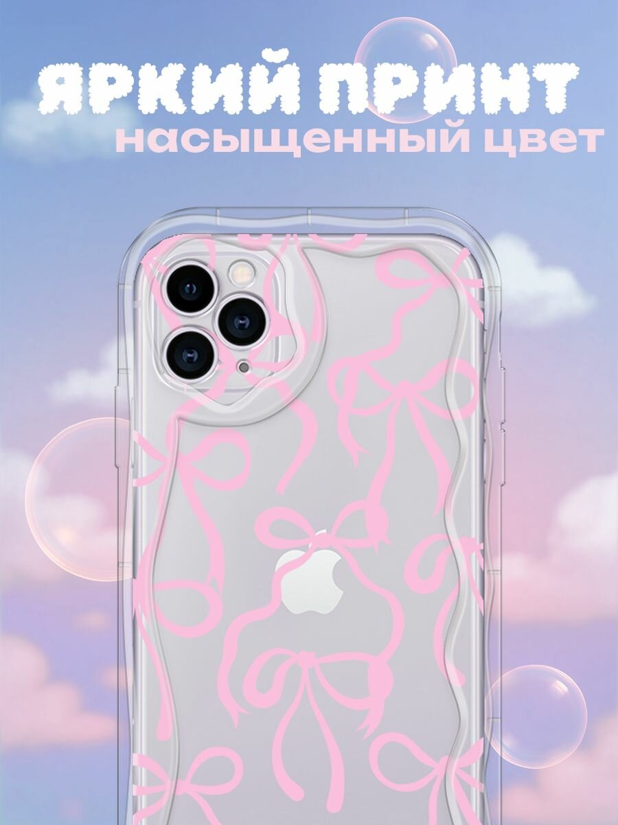Чехол на Apple iPhone 11 Pro Max / Айфон 11 про макс с принтом "Розовый бант паттерн" — фото 1