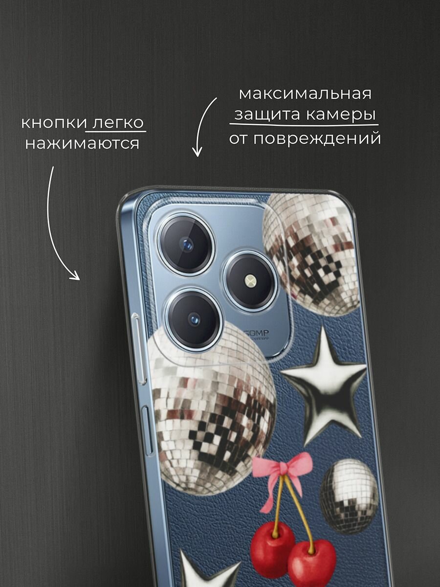 Чехол на Realme C63 / Реалми С63 с принтом "Стильная подборка", прозрачный — фото 1