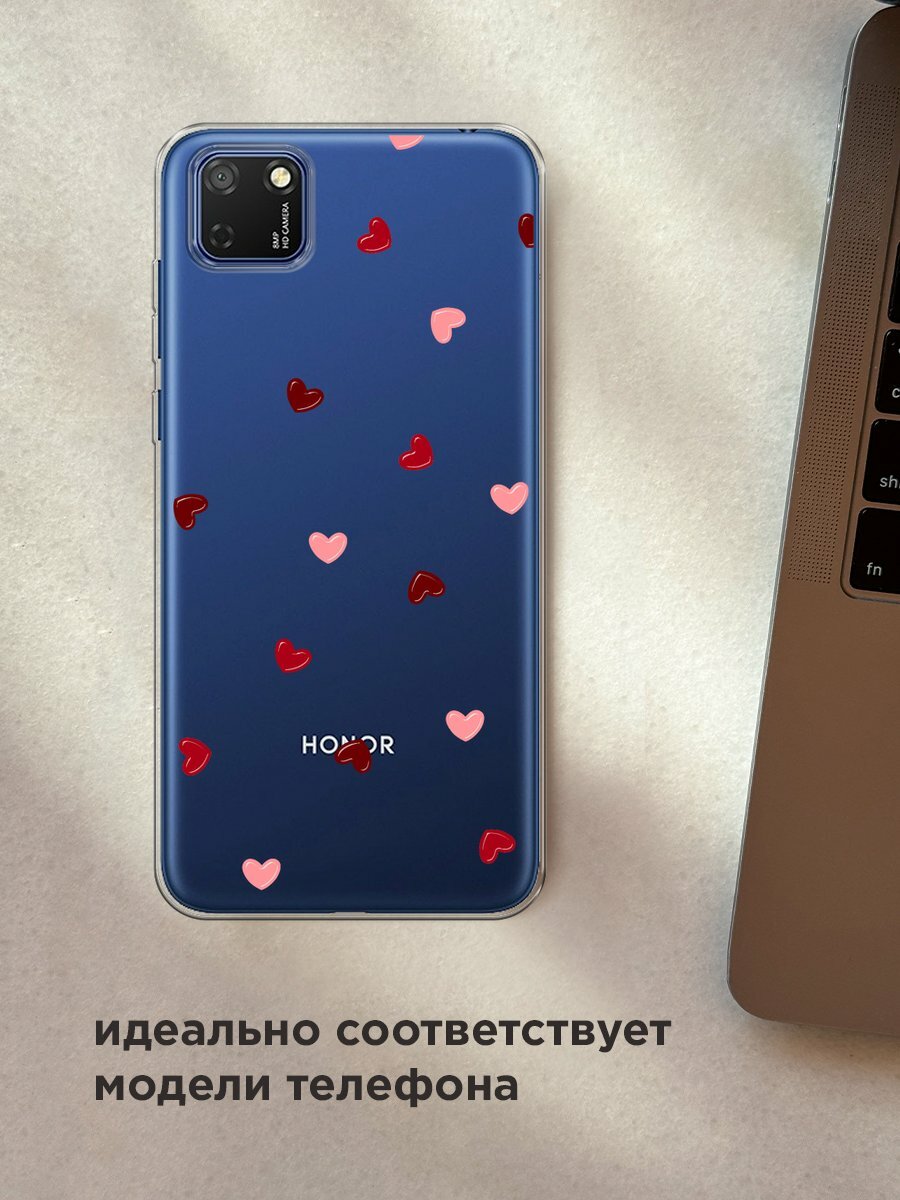 Чехол на Honor 9S/Huawei Y5p / Хонор 9S/Хуавей Y5p с принтом "Бордовые сердечки 2" — фото 1