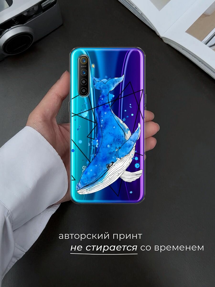 Чехол на Realme XT / Реалми XT с принтом "Кит графика", прозрачный — фото 1