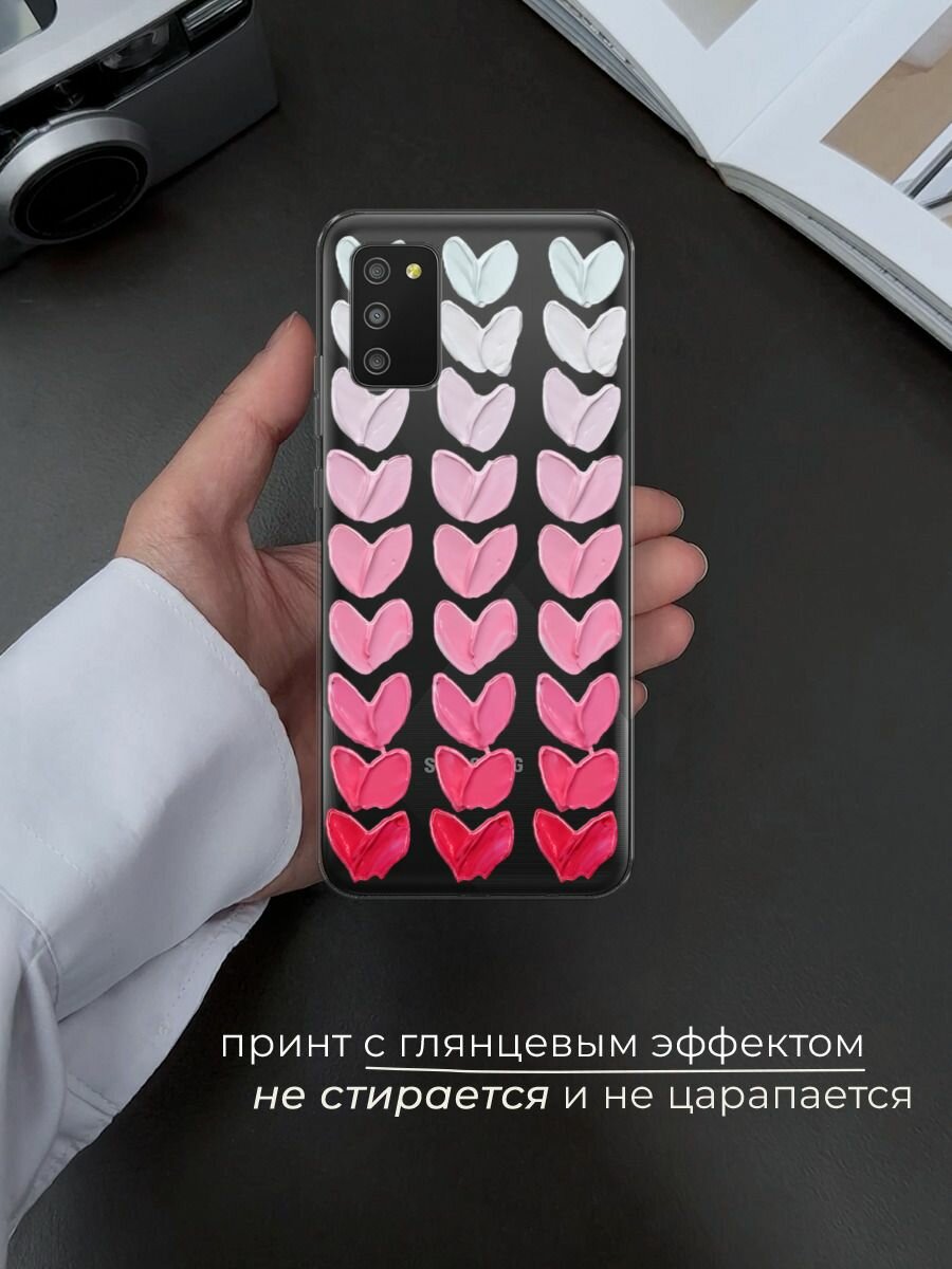 Чехол на Samsung Galaxy A02s / Самсунг Галакси A02s с принтом "Градиент из сердечек" — фото 1