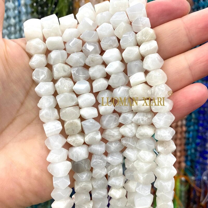 Бусины LUOMAN XIARI аметист, цитрин, пренит 6-11 мм Белый, 9-10pcs, white moonstone