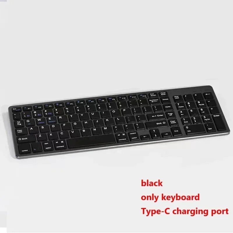 Ультратонкая Беспроводная Bluetooth-клавиатура и мышь, совместимая с Mac OS/iOS/iPad OS, перезаряжаемая клавиатура для MacBook, type c-black