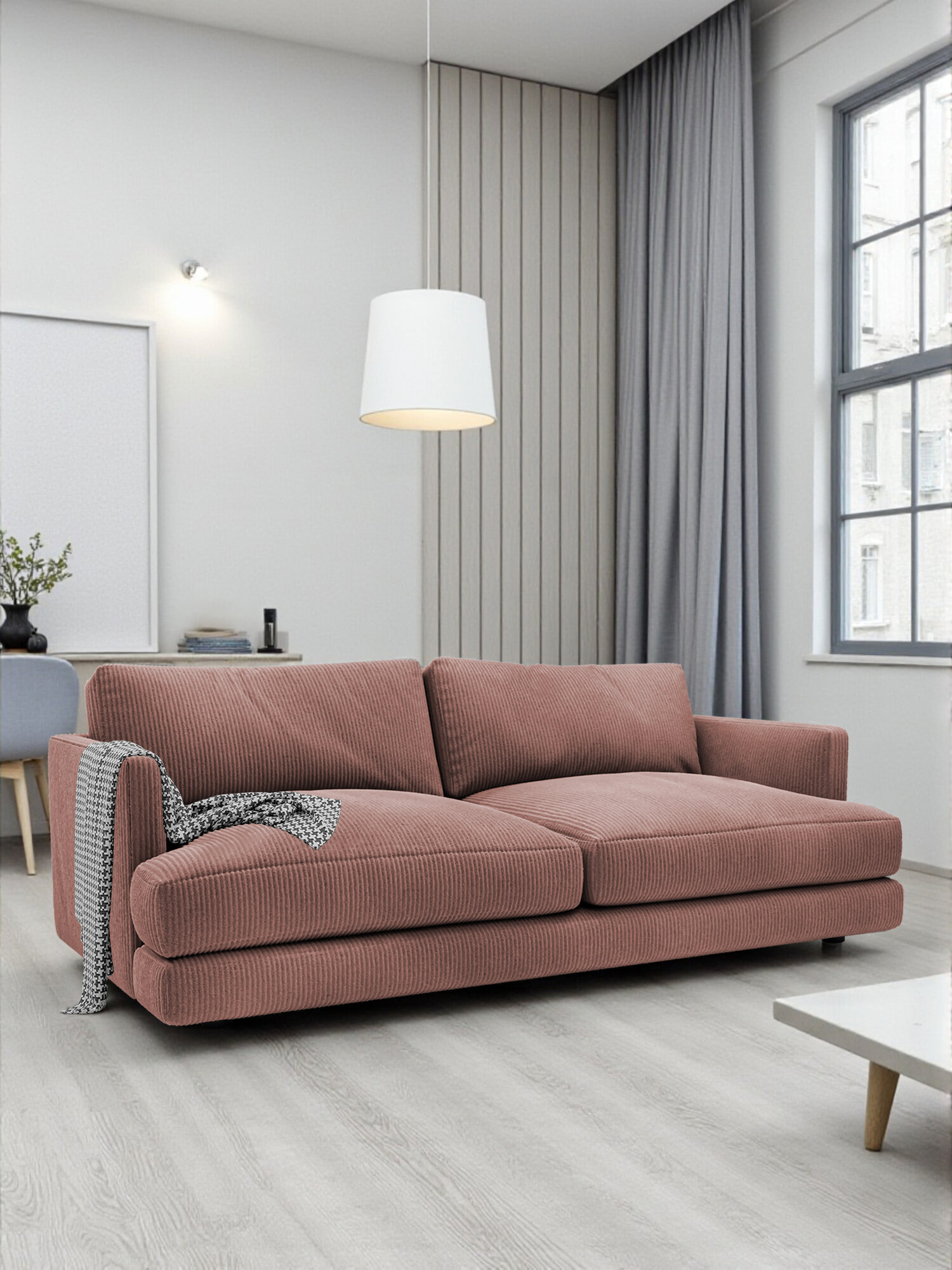 Диван Ибица Cilium Coral NEW 215x116x93 см, розовый Вельвет, еврокнижка Дом мебели для вас