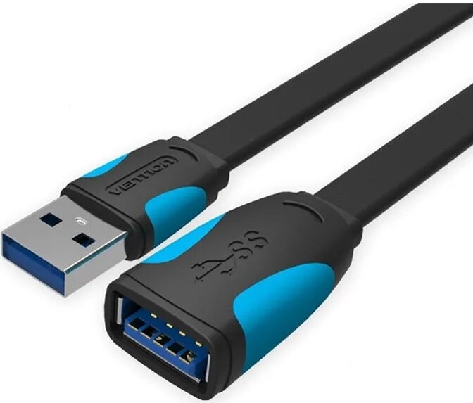 Vention Удлинитель USB3.0 Vention VAS-A13-B200, плоский, черный (2.0м) (ret)