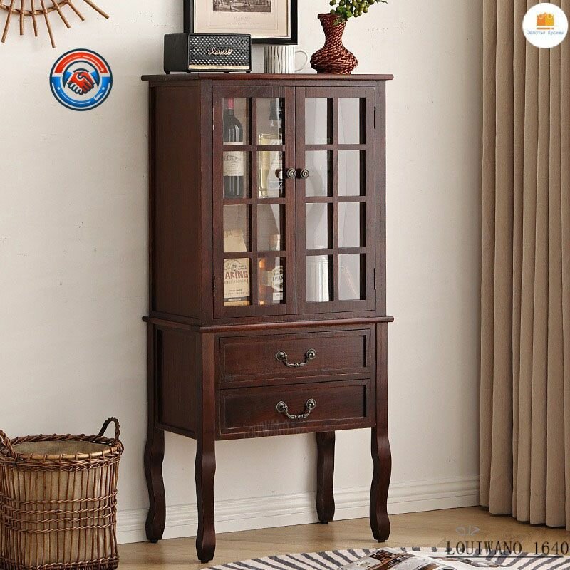 Многофункциональный винный шкаф из массива дерева с выдвижными ящиками, запирающийся шкафчик-комод для гостиной и спальни, деревянная мебель для хранения вина и аксессуаров