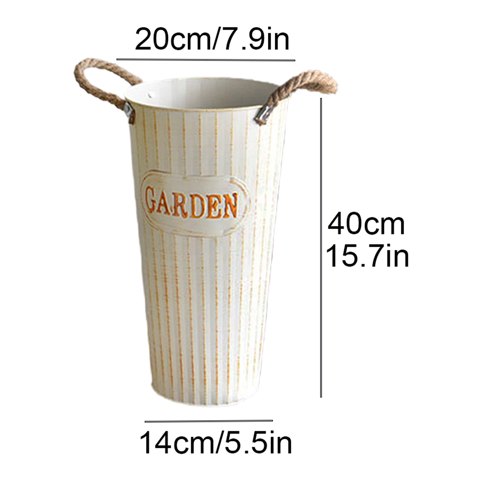 Железное ведро для сушеных цветов, винтажная американская напольная ваза для цветов для домашнего декора 40 см