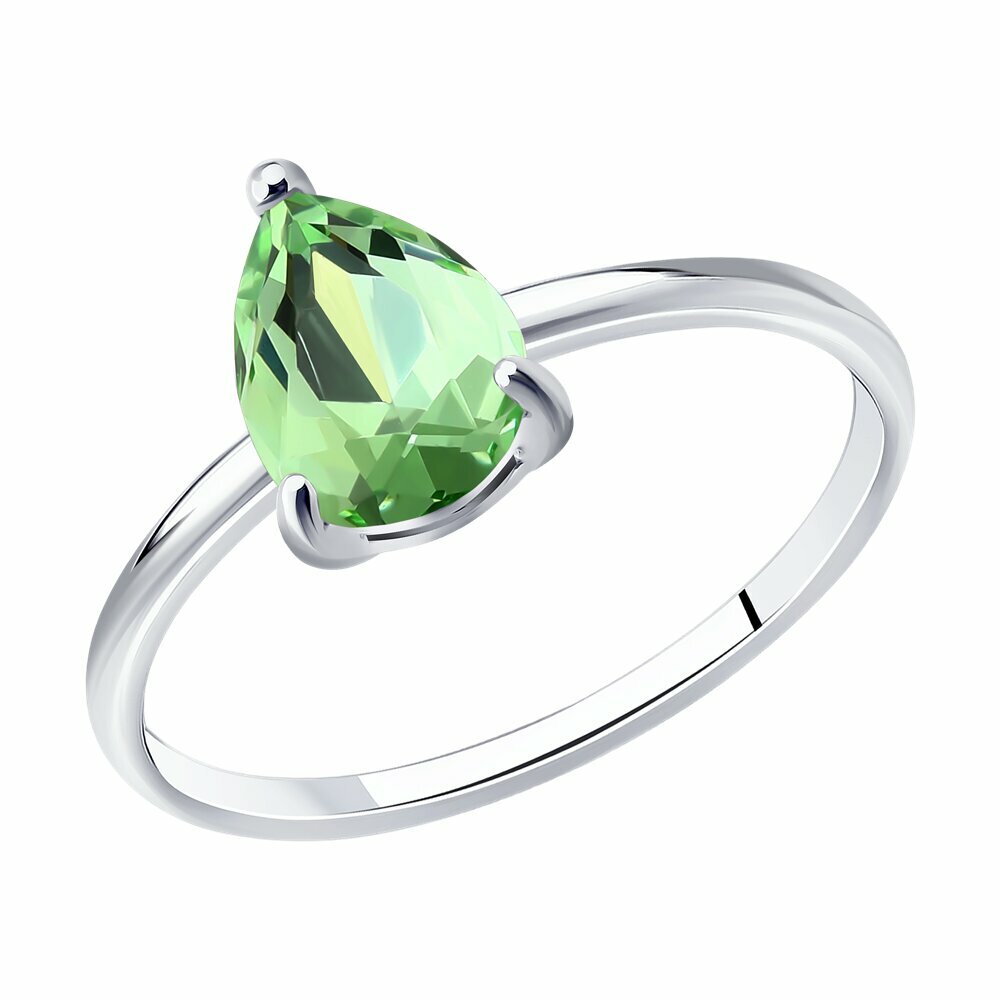 Кольцо, серебро, 925 проба, родирование, кристалл