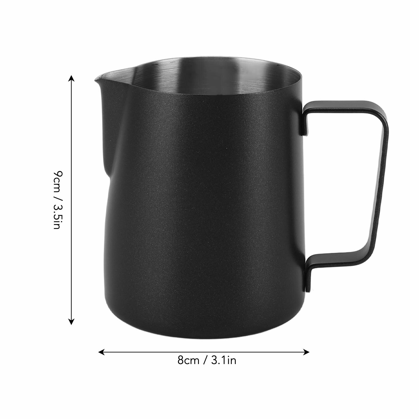 Кувшин для вспенивания молока Кувшин для пропаривания из нержавеющей стали Удобная ручка Внутренняя маркировка Японский чашка для вспенивания Кувшин для кофе Латте Арт Черный 350 мл
