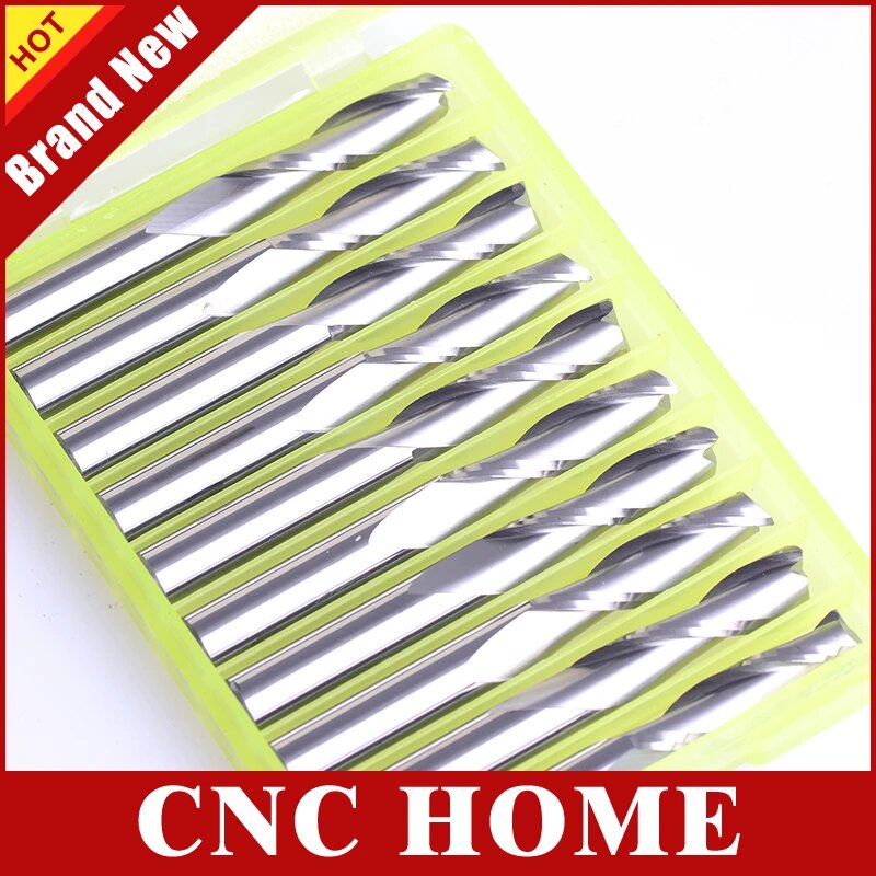 10 шт. 6*22 мм 2 флейты, спиральные фрезы, фрезы с ЧПУ, твердосплавный инструмент для резьбы, гравировальные фрезы по дереву, МДФ