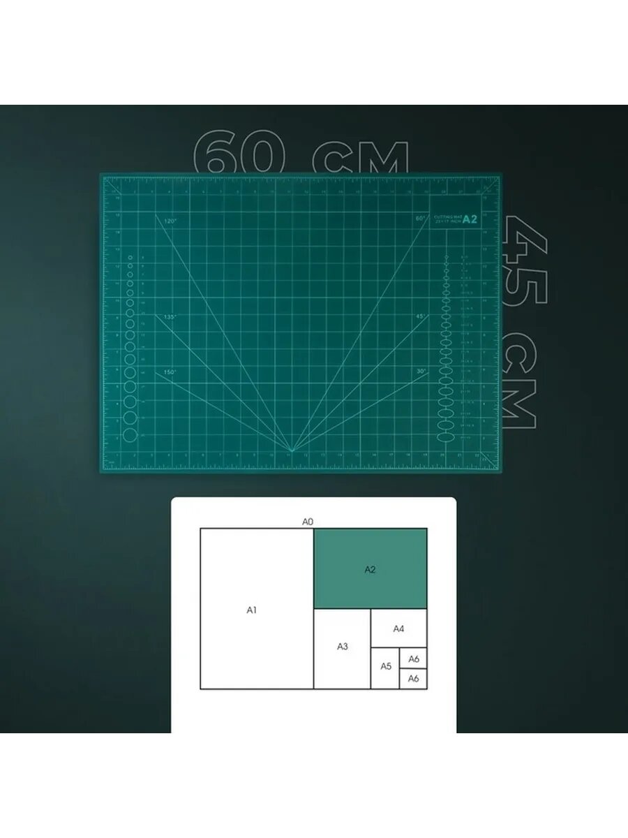 Многофункциональный трехслойный резак-мат 60x45 см