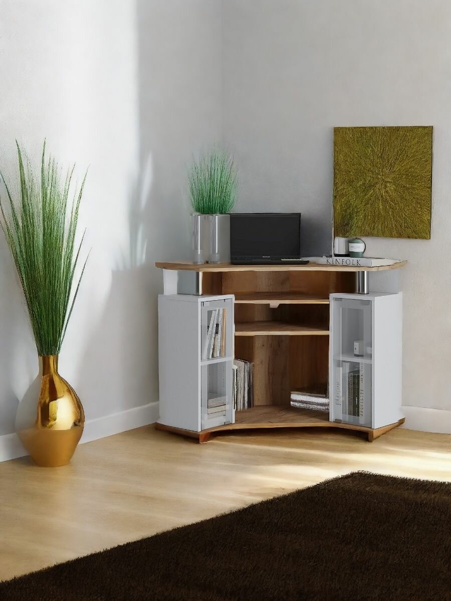 ARNIKA Тумба для ТВ угловая 044 (2у), дуб крафт золотой/белый