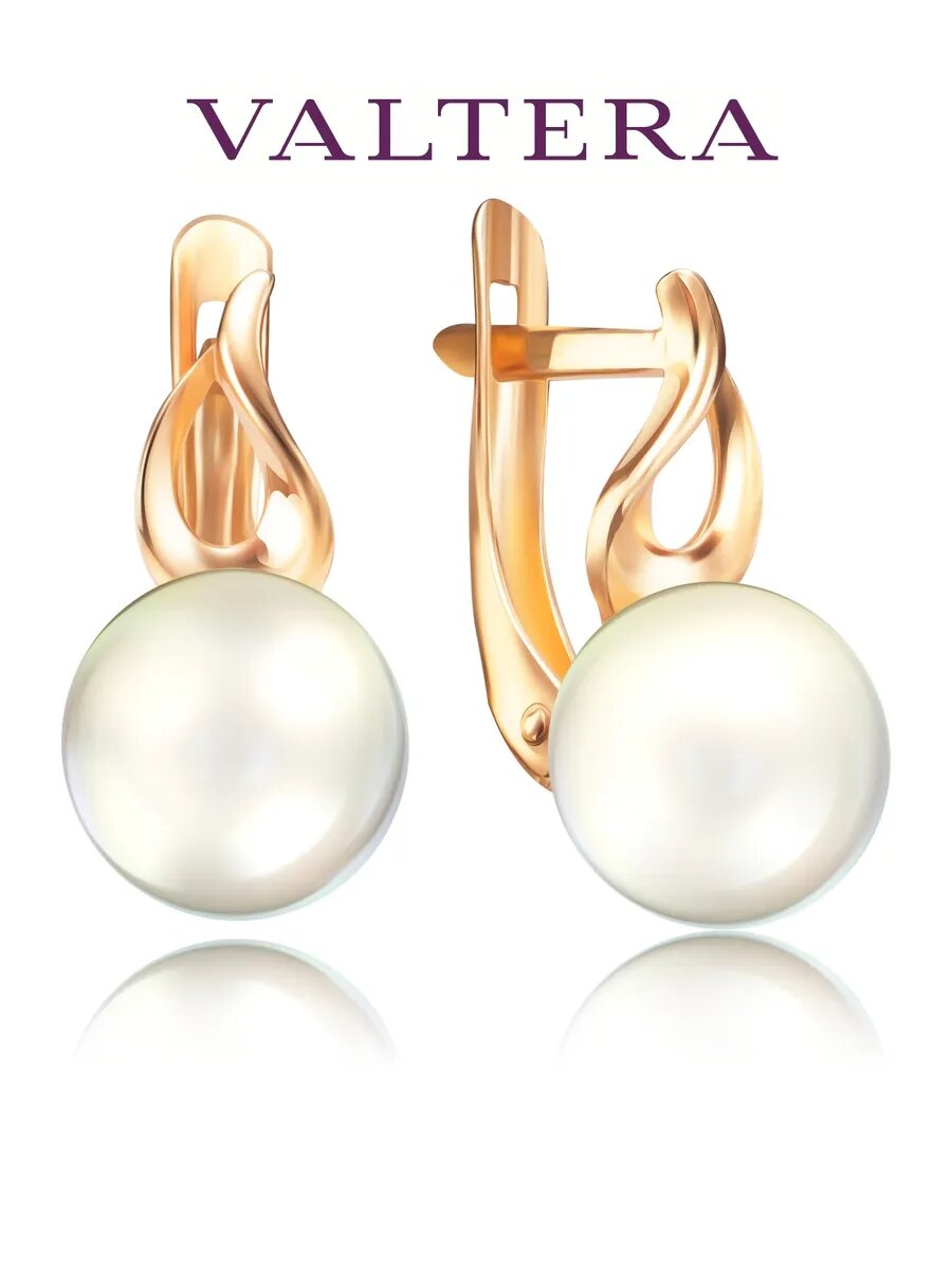 Серьги, серебро, 925 проба, золочение, жемчуг культивированный