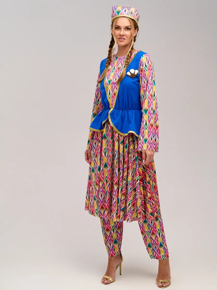 Карнавальный костюм узбекский народный узбечка, синий, S/M (44-46)