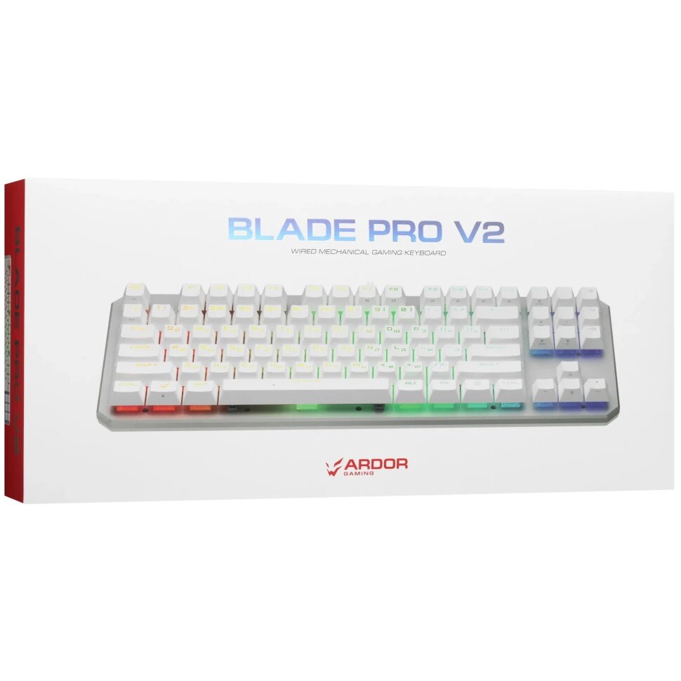 Клавиатура проводная ARDOR GAMING Blade PRO V2, RGB, Kailh Red V2, белый