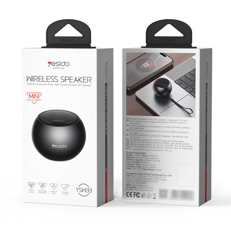 Yesido Bluetooth динамик Маленькая стальная пушка, портативный динамик Bluetooth из алюминиевого сплава