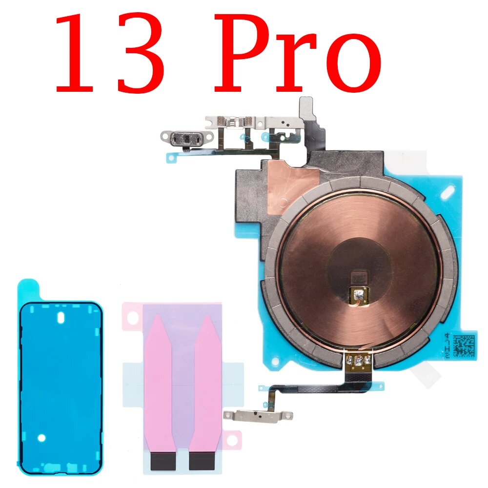 NFC-чип для iPhone X, XR, XS, 11, 12, 13 Pro Max, беспроводное зарядное устройство, панель, катушка, наклейка с кнопкой громкости, гибкий кабель 13 Pro