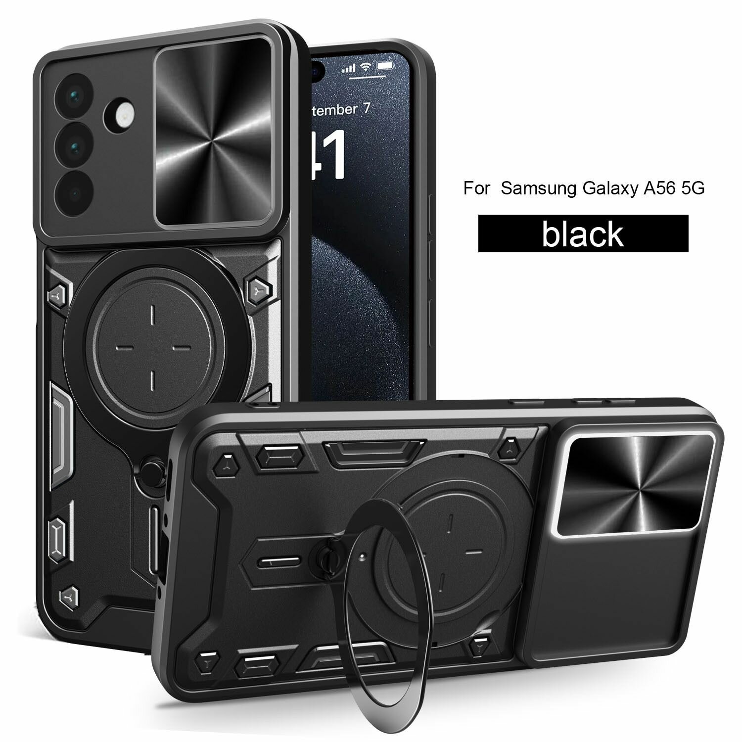 Чехол с кольцом Big Ring Case для Samsung Galaxy A56 черный